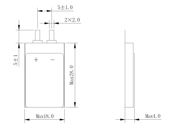 Non Rechargeable Ultra Slim Battery 3v 320mah Limno2 Cell For PCB Mounting