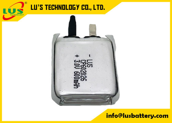 Custom LiMnO2 Ultra Slim Battery CP602026 3.0v 600mah Non Rechargeable